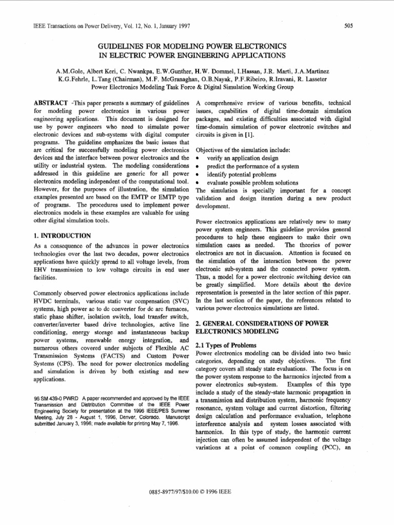 Guidelines For Modeling Power Electronics in Electric Power Engineering ...