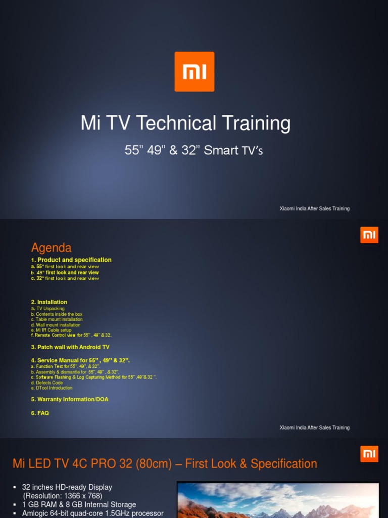 MI Technical Training TV | PDF | Xiaomi | Hdmi