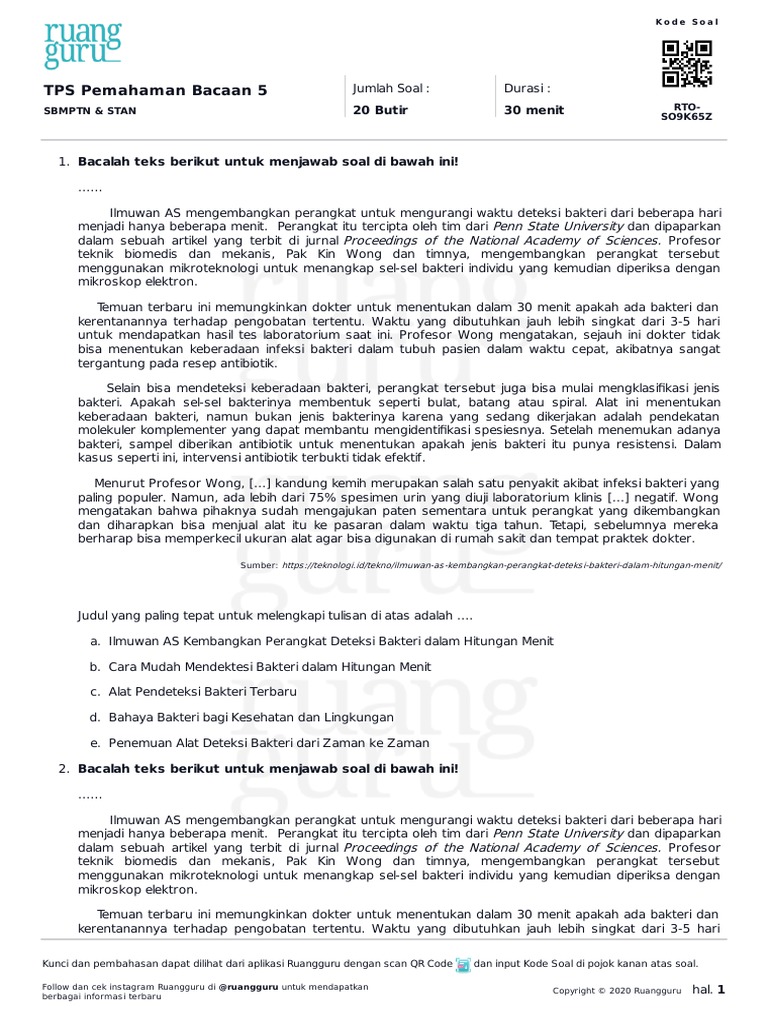 TPS Pemahaman Bacaan 5: Penn State University Proceedings of The ...