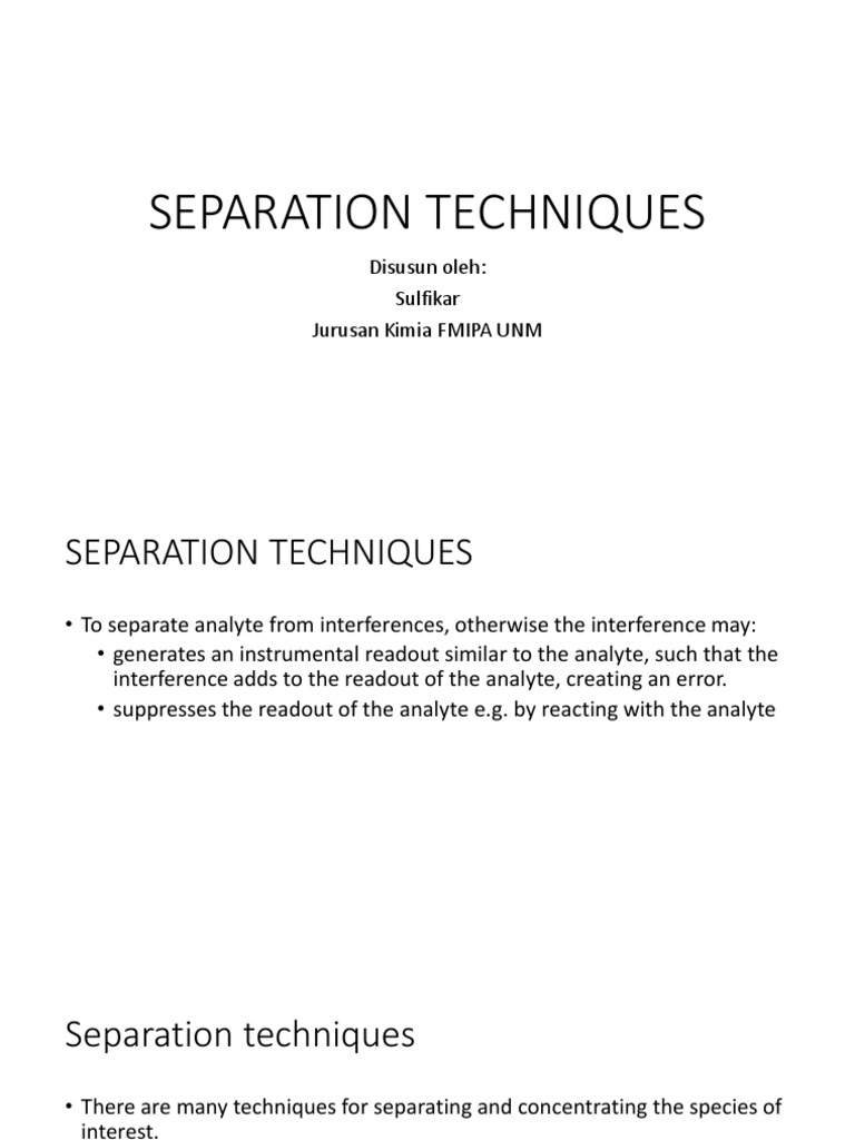 2 - SEPARATION TECHNIQUES-Introduction PDF | PDF | Chromatography ...