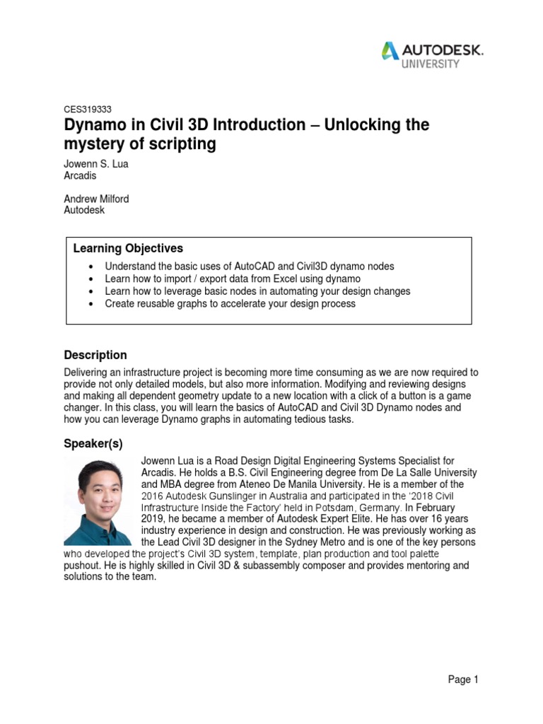 Dynamo in Civil 3D Introduction - Unlocking The Mystery of Scripting ...