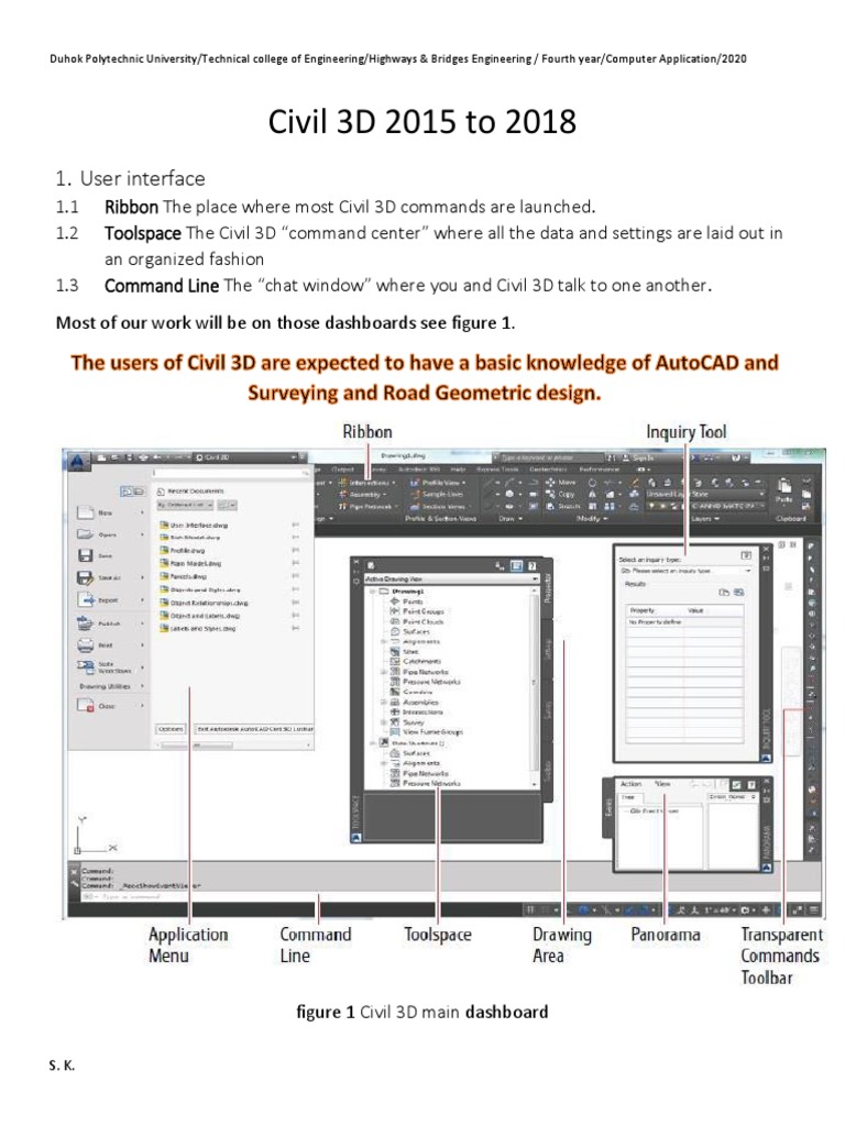 Civil 3D 2015 To 2018: 1. User Interface | Download Free PDF | Comma ...