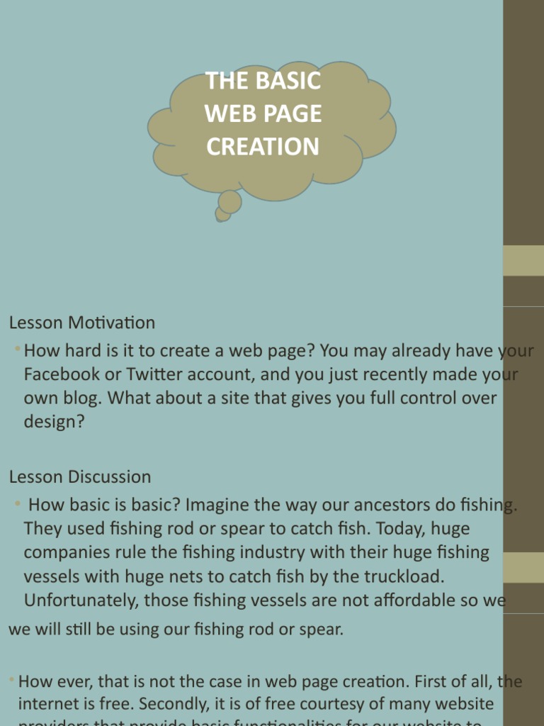 The Basic Webpage Creation | PDF | Websites | Cascading Style Sheets
