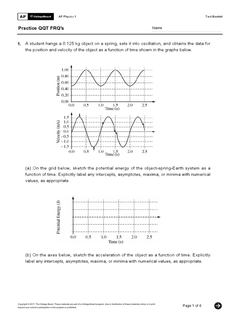2020.practice QQT FRQs | PDF | Speed | Force