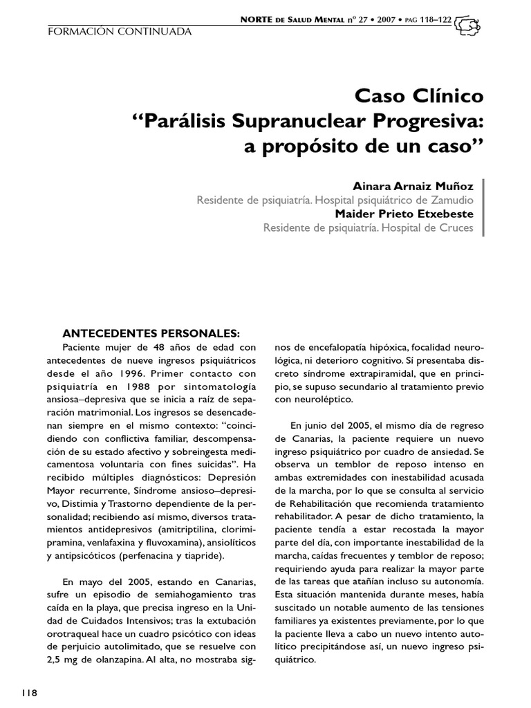 Estudio de Caso Parálisis Supranuclear Progresiva | PDF | Enfermedad de ...