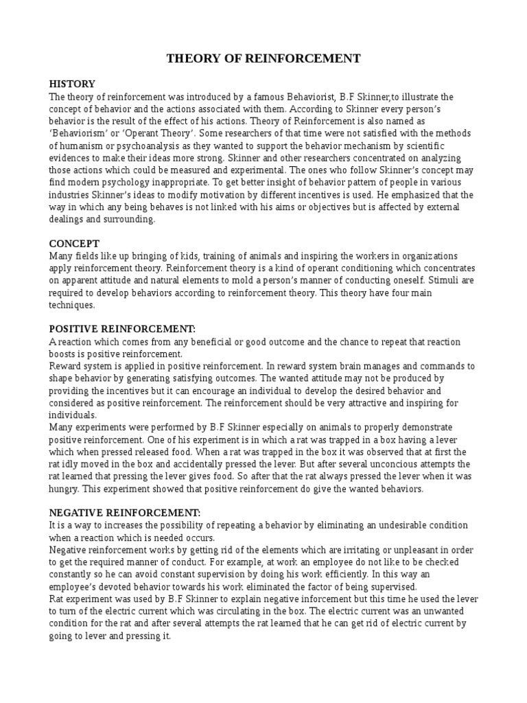 Theory of Reinforcement: History | PDF | Reinforcement | Behaviorism