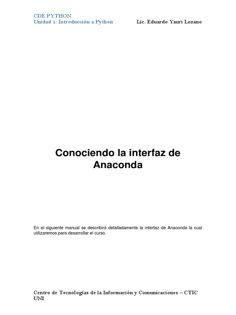 U1 - Conociendo La Interfaz de Anaconda PDF | PDF | Interfaz de línea ...