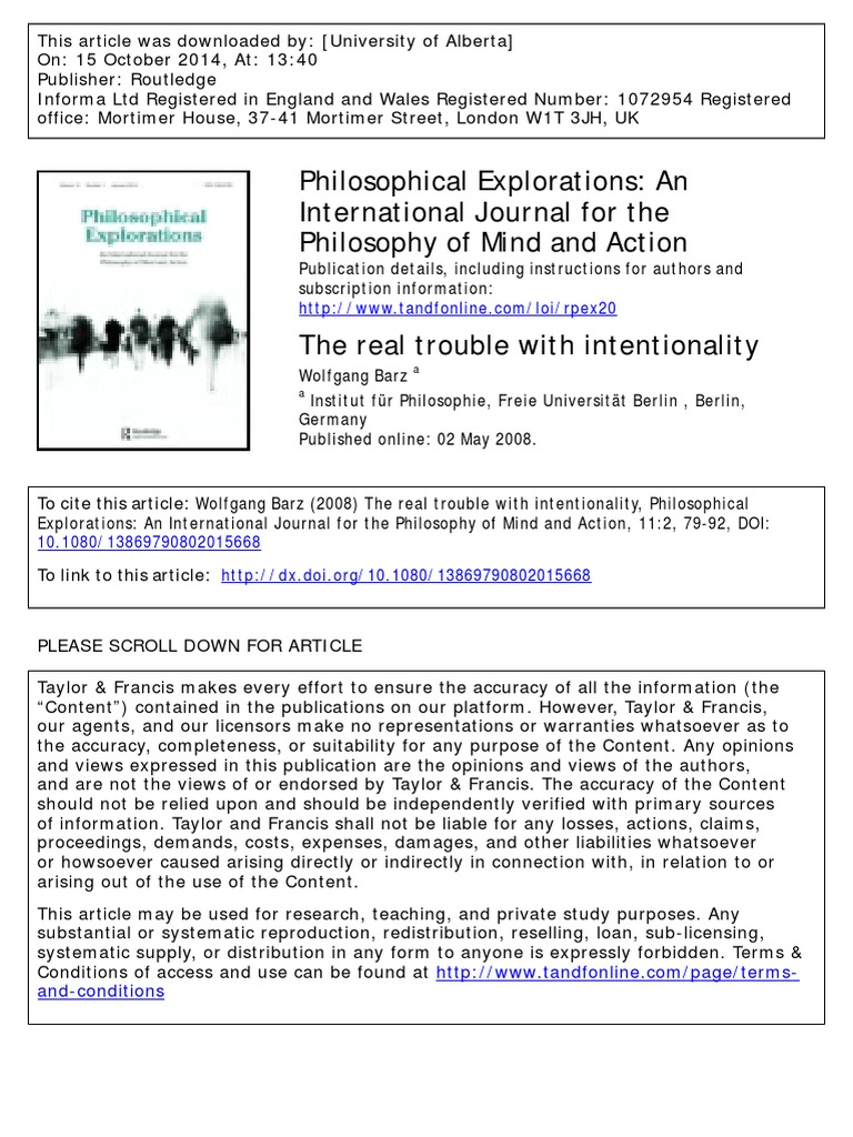 Philosophical Explorations: An International Journal For The Philosophy ...