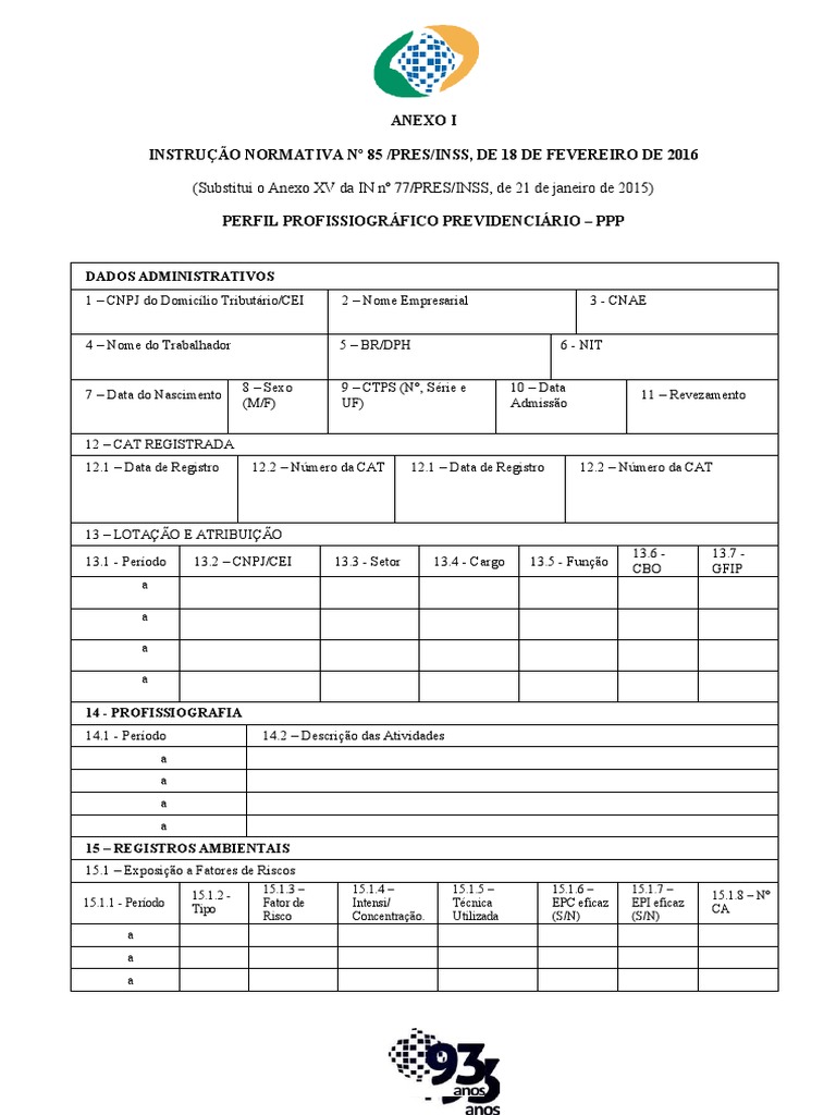 PPP - Formulário Branco | PDF