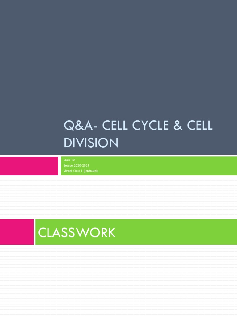 VC 1-Q&A - Cell Cycle & Cell Division | PDF | Wellness | Science ...