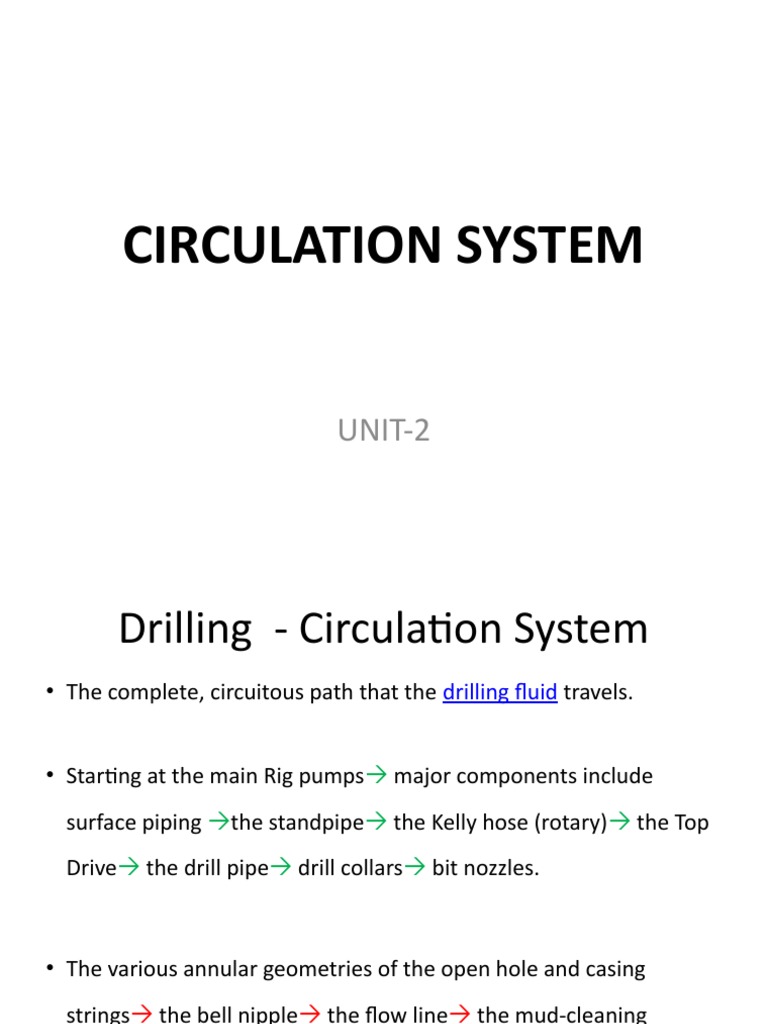 Circulation System | PDF | Drilling Rig | Pump