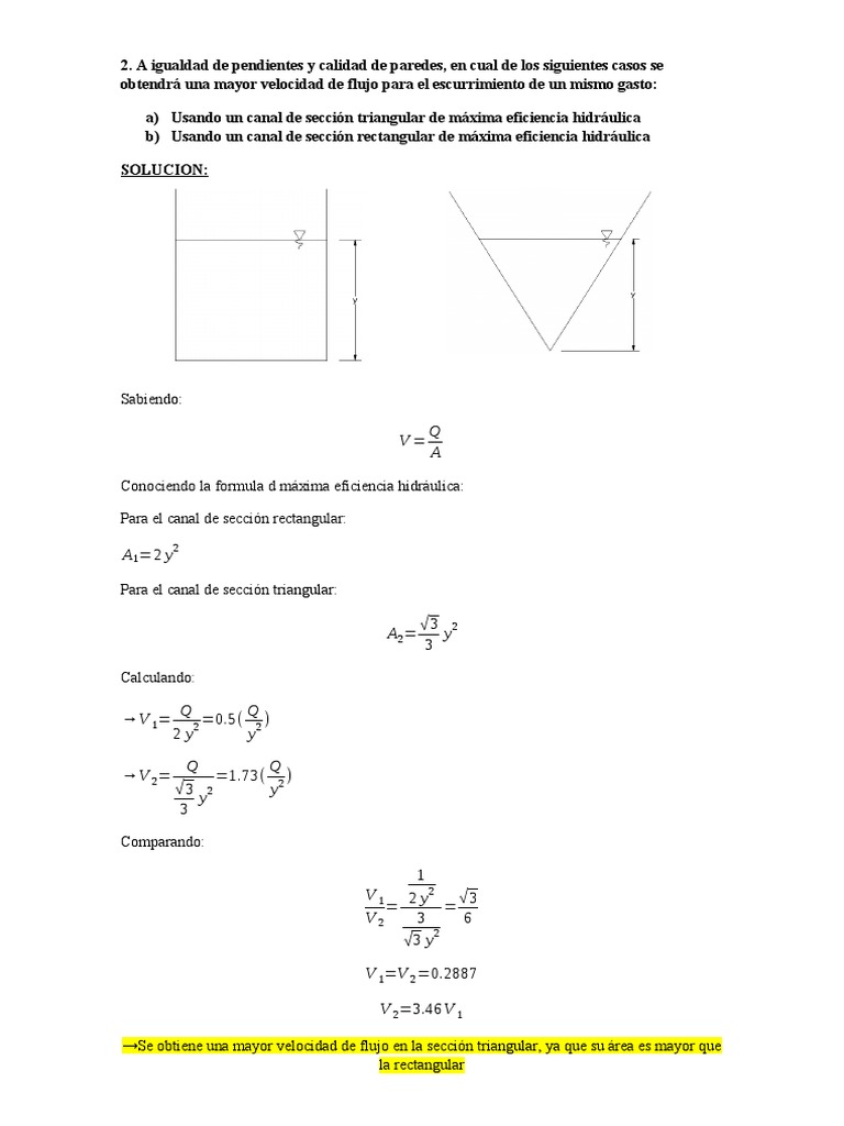 Mayor Flujo en Canal Triangular | PDF