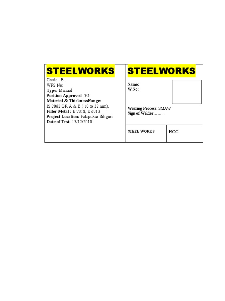 Welder Id Card | PDF | Welding | Construction