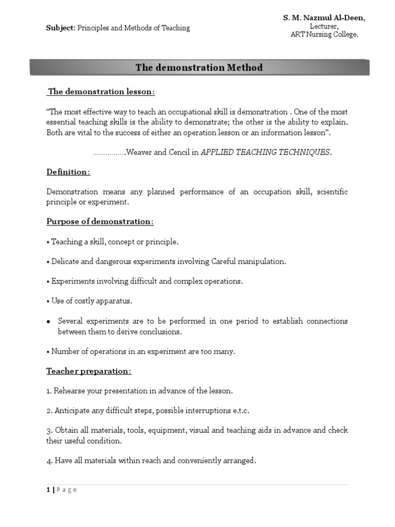 Effective Demonstration Teaching Methods | PDF | Experiment | Teachers