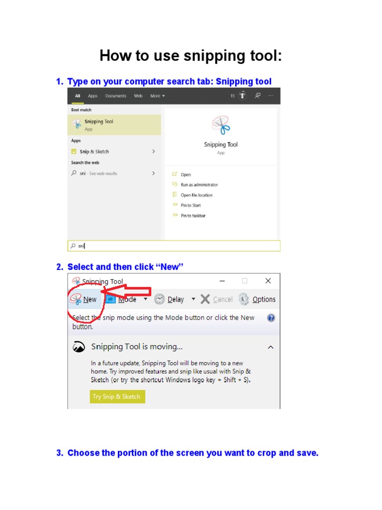How To Use Snipping Tool:: 1. Type On Your Computer Search Tab ...