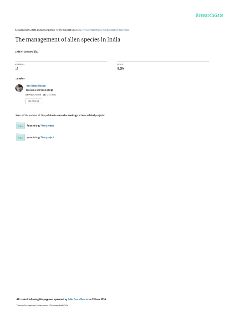 The Management of Alien Species in India | PDF | Introduced Species ...