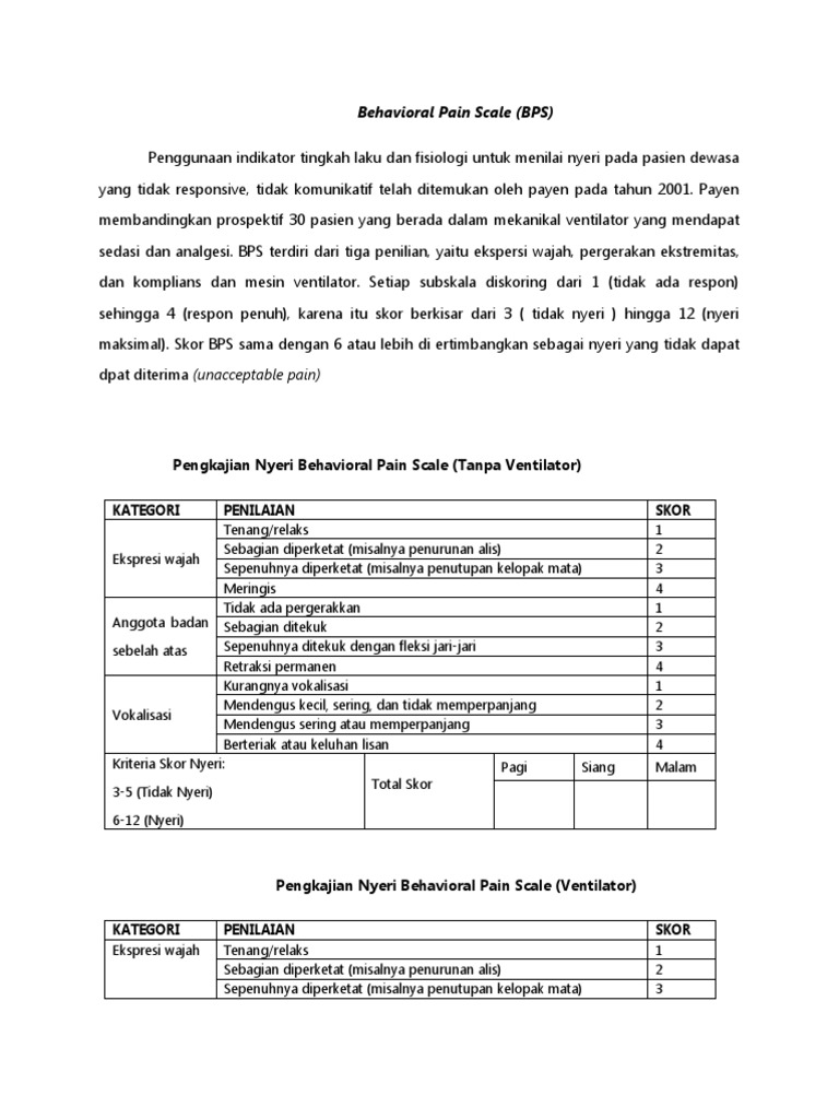 Behavioral Pain Scale | PDF