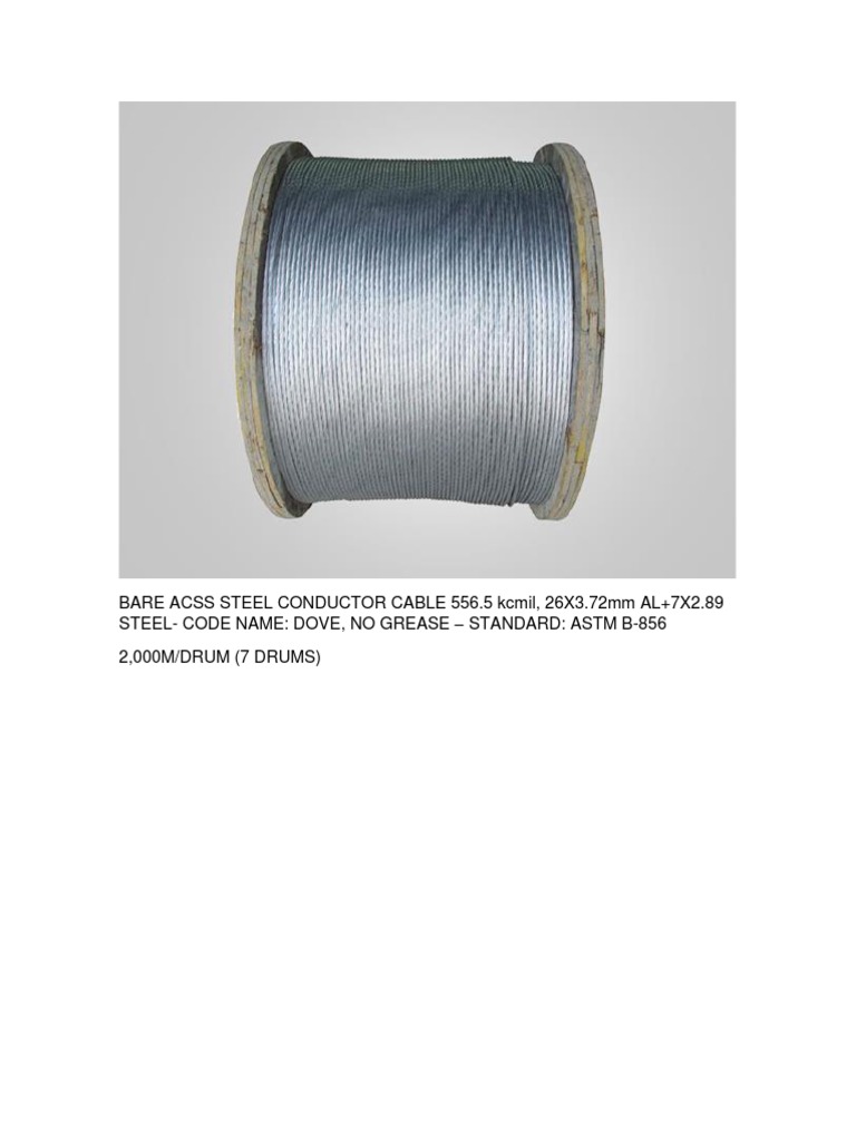 Bare Acss Steel Conductor Cable 556 | PDF