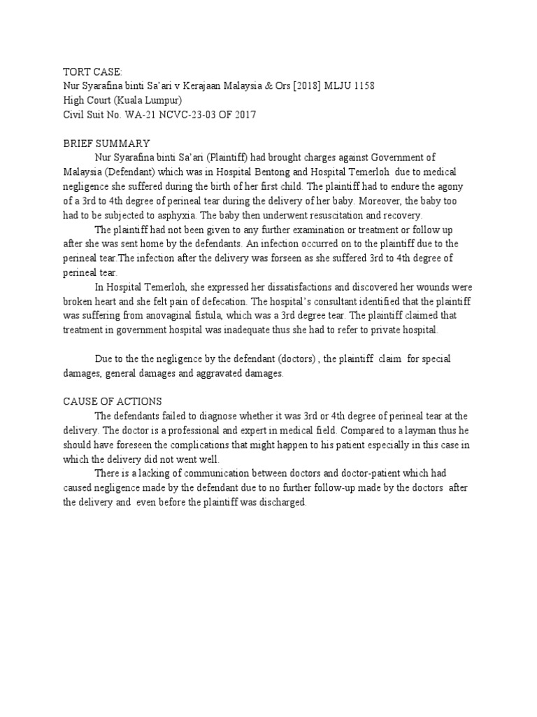 Tort Case | PDF