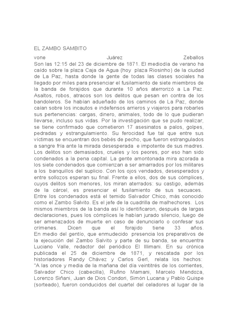 El Zambo Sambito | PDF | Pena capital | Crimen y violencia