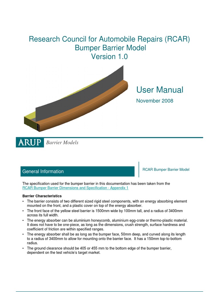 RCAR Bumper Barrier Model for RCAR Structural Test | Cartesian ...