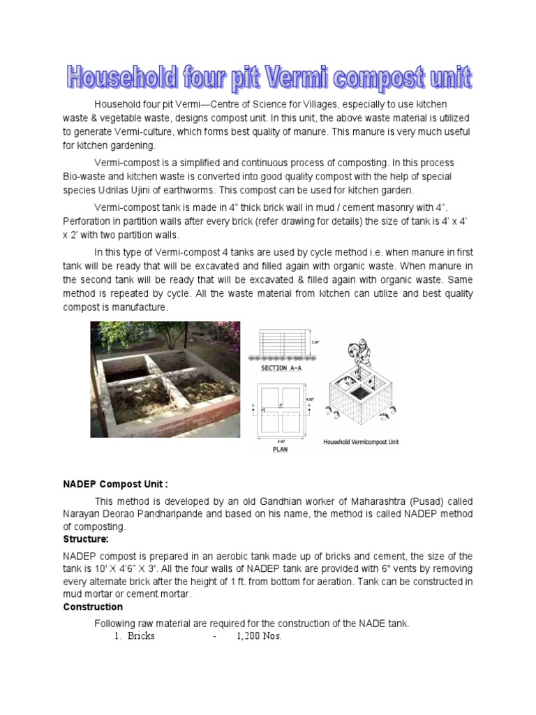 Bricks - 1,200 Nos.: NADEP Compost Unit | PDF | Compost | Brick