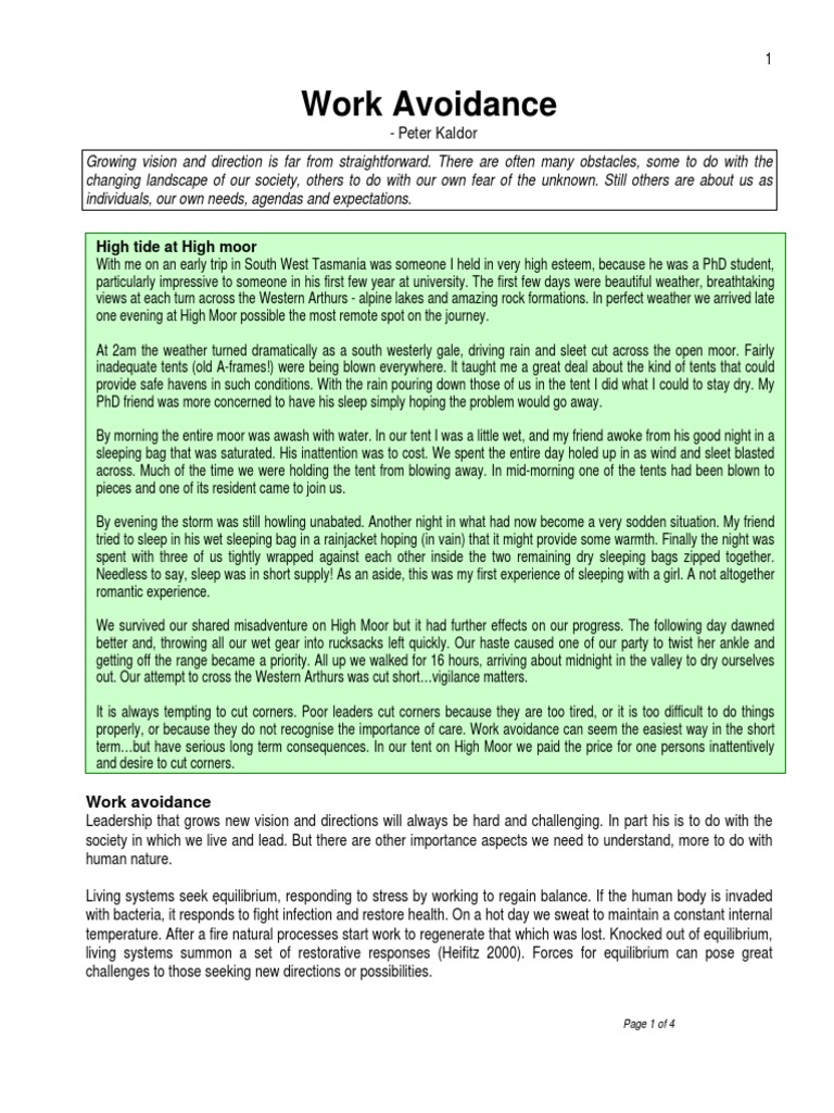 Work Avoidance | PDF | Hope | Sleep