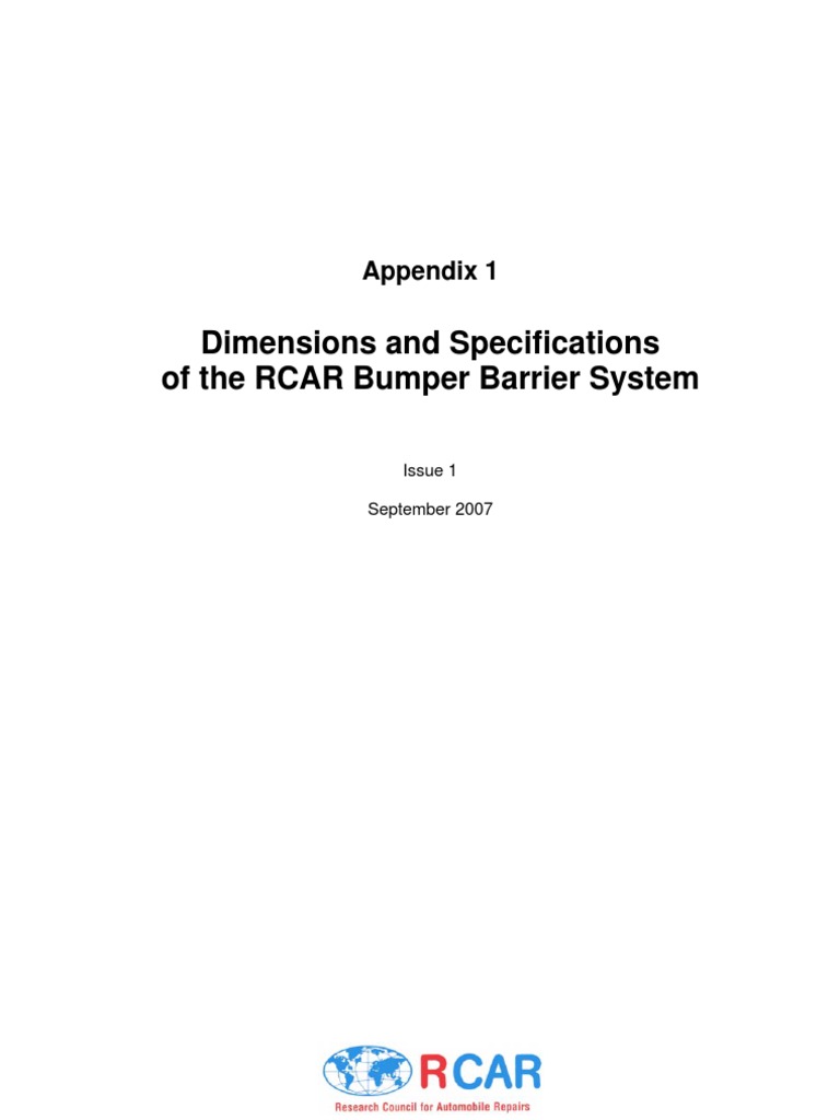 Rcar Bumper Barrier Specification | PDF | Hardness | Friction