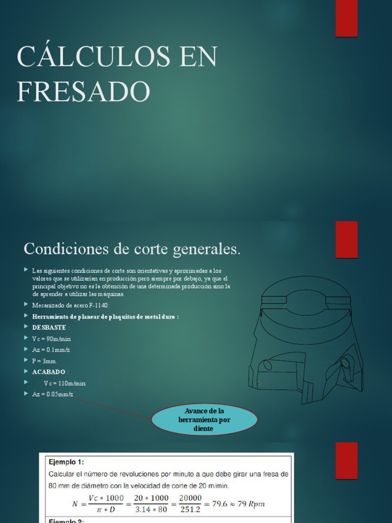 Cálculos En Fresado Pdf Mecanizado Herramientas