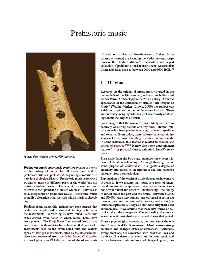 Prehistoric Music: 1 Origins | PDF | Entertainment (General)
