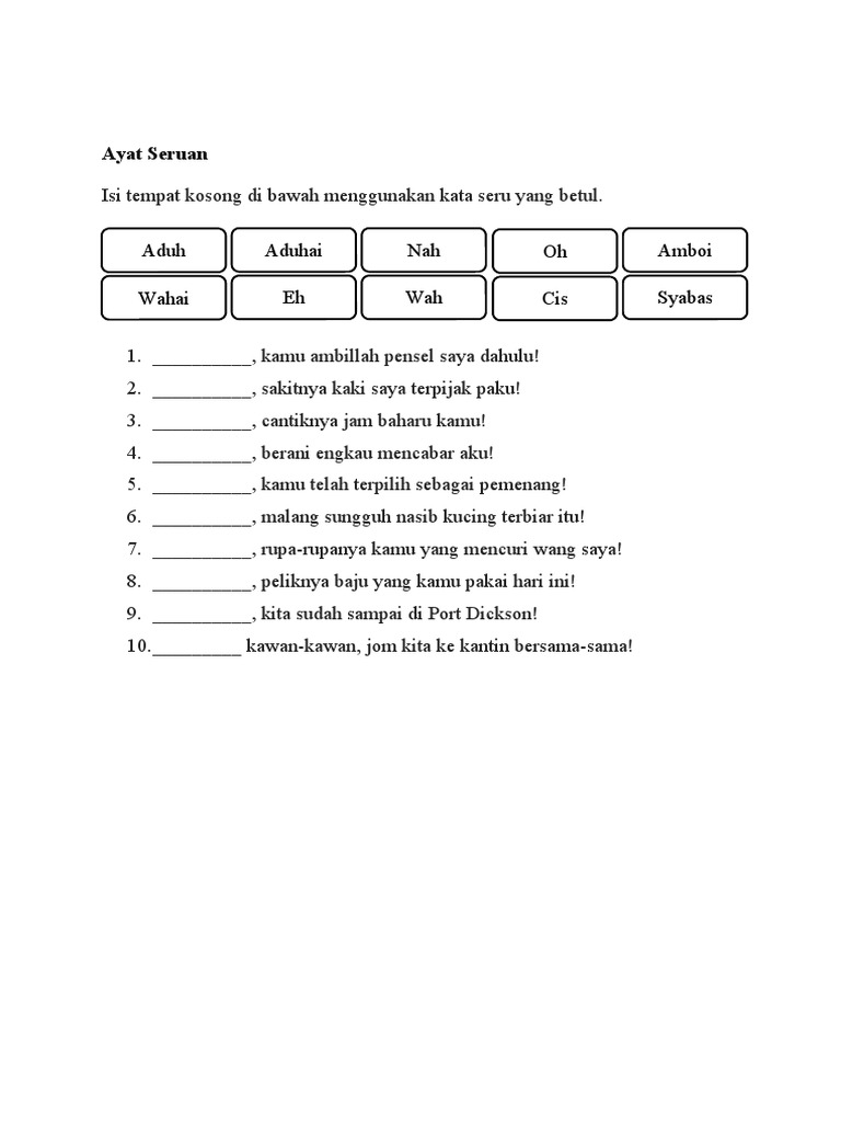 Latihan Kata Seru | PDF