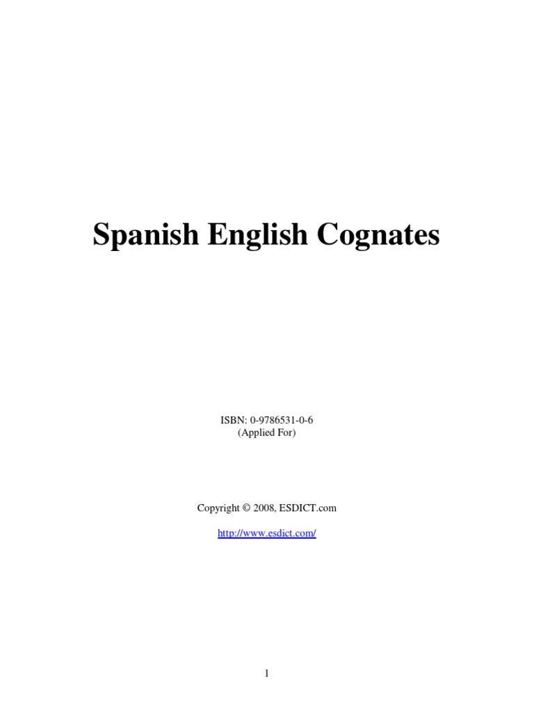 English Spanish Cognates Book | PDF | Grammatical Gender | English Language