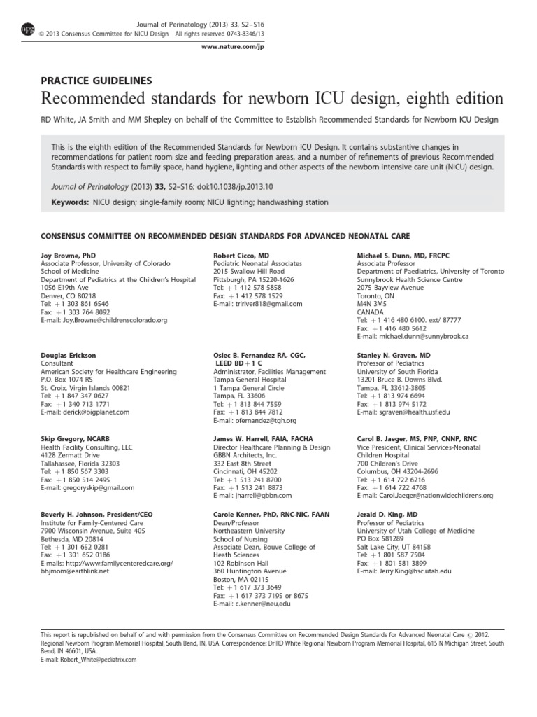 Recommended Standards For Newborn ICU Design, Eighth Edition | PDF ...