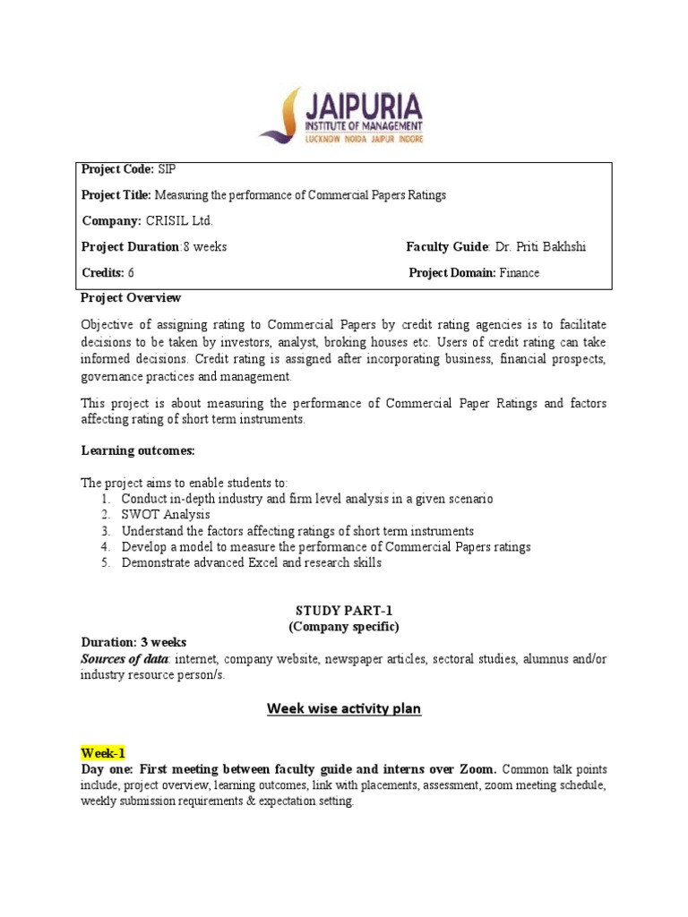 Project Code: SIP Project Title: Measuring The Performance of ...