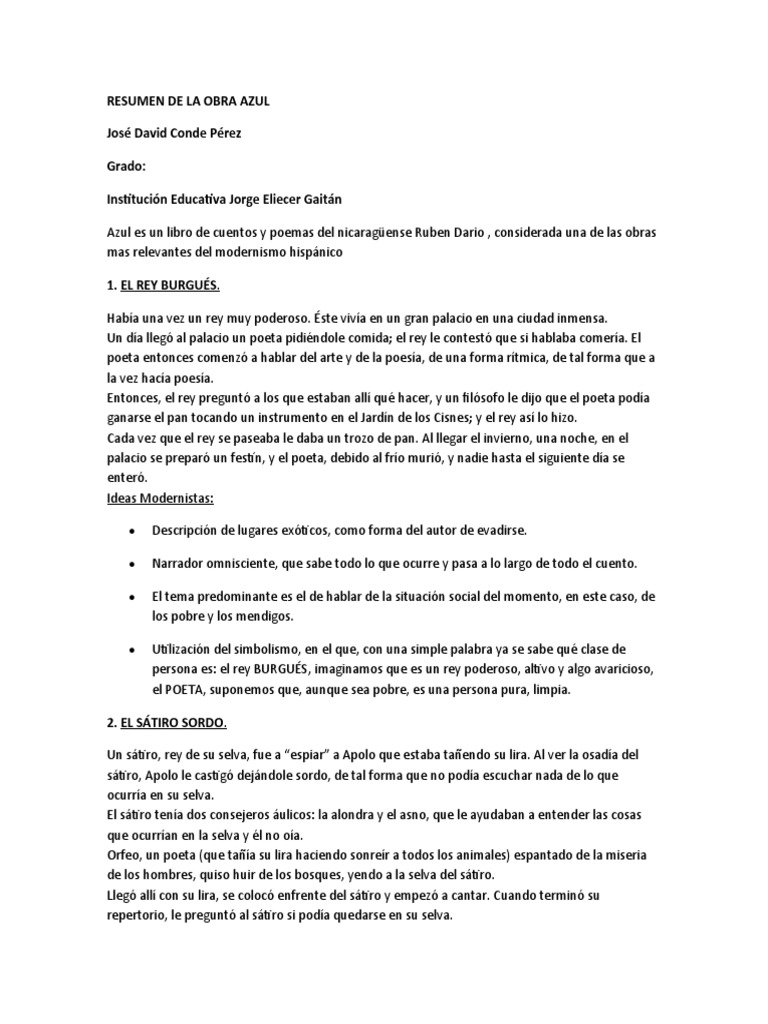 Resumen de La Obra Azul | PDF | Poesía