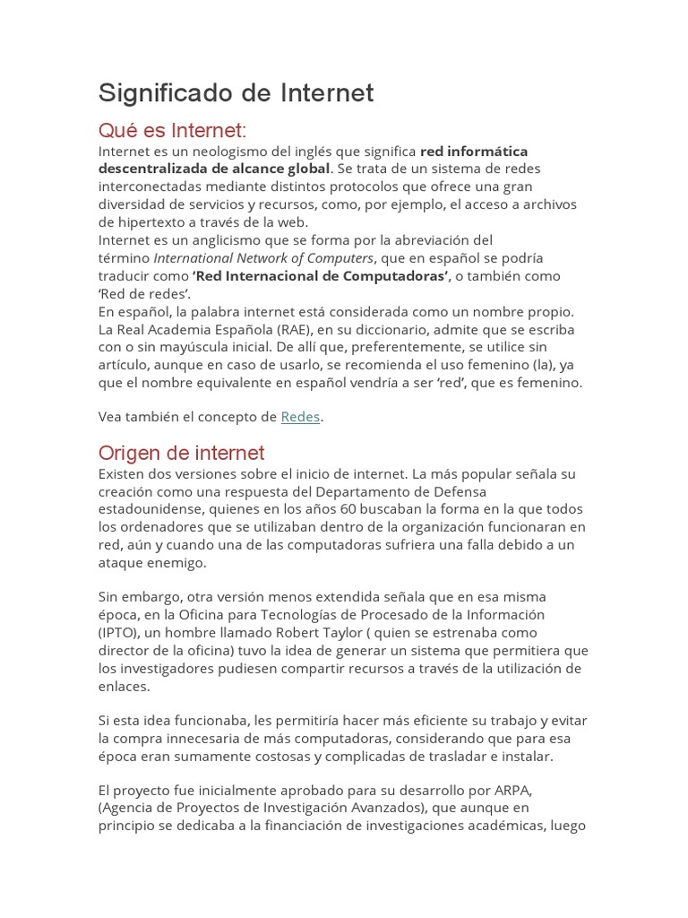 Significado de Internet | PDF | Internet | Red mundial