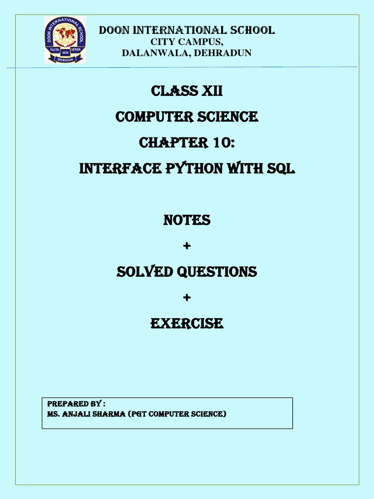 Resource 20200613110203 Assignment 9-Class Xii-Computer Science (Sql-Python-Interface) PDF | PDF ...