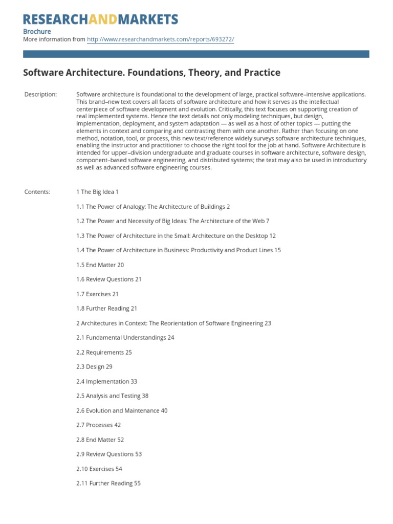 Software Architecture. Foundations, Theory, and Practice: Brochure ...