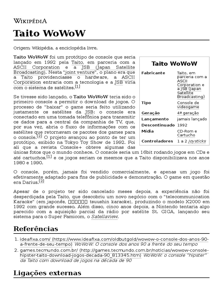 Taito WoWoW | PDF | Videogames | Satélite