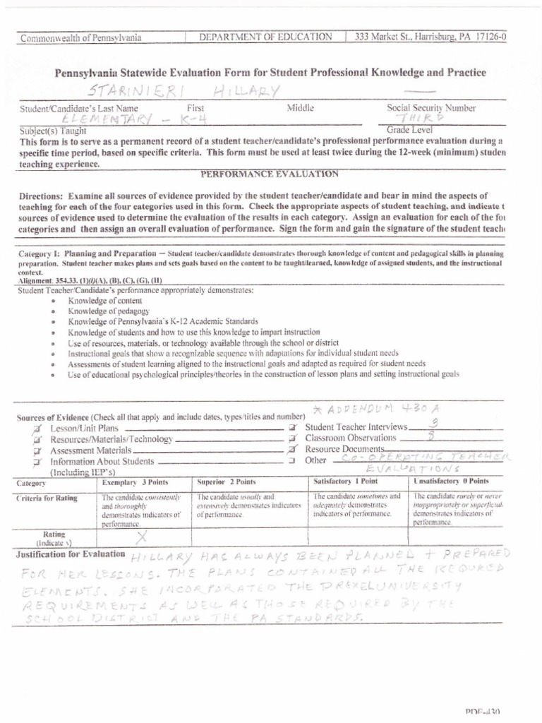 Pde Evaluation Student Teaching | PDF | Teachers | Behavior Modification