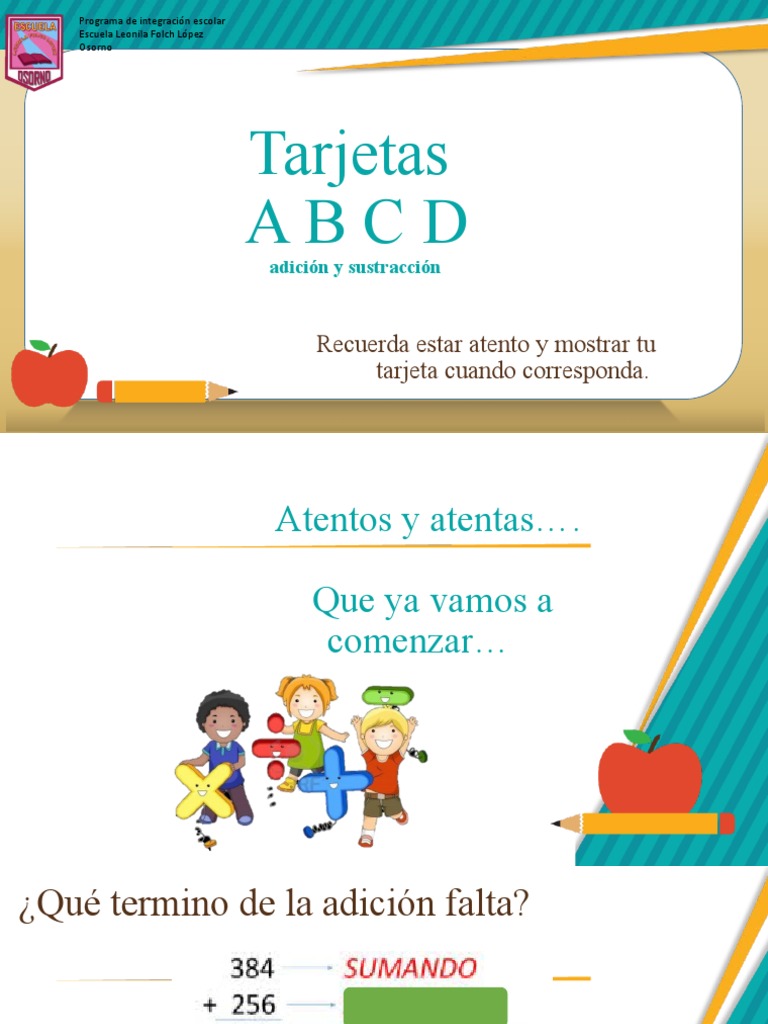 Tarjetas ABCD Adición y Sustracción | PDF