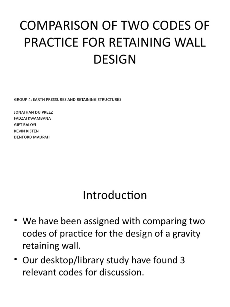 Retaining Wall Design Code Comparison | PDF