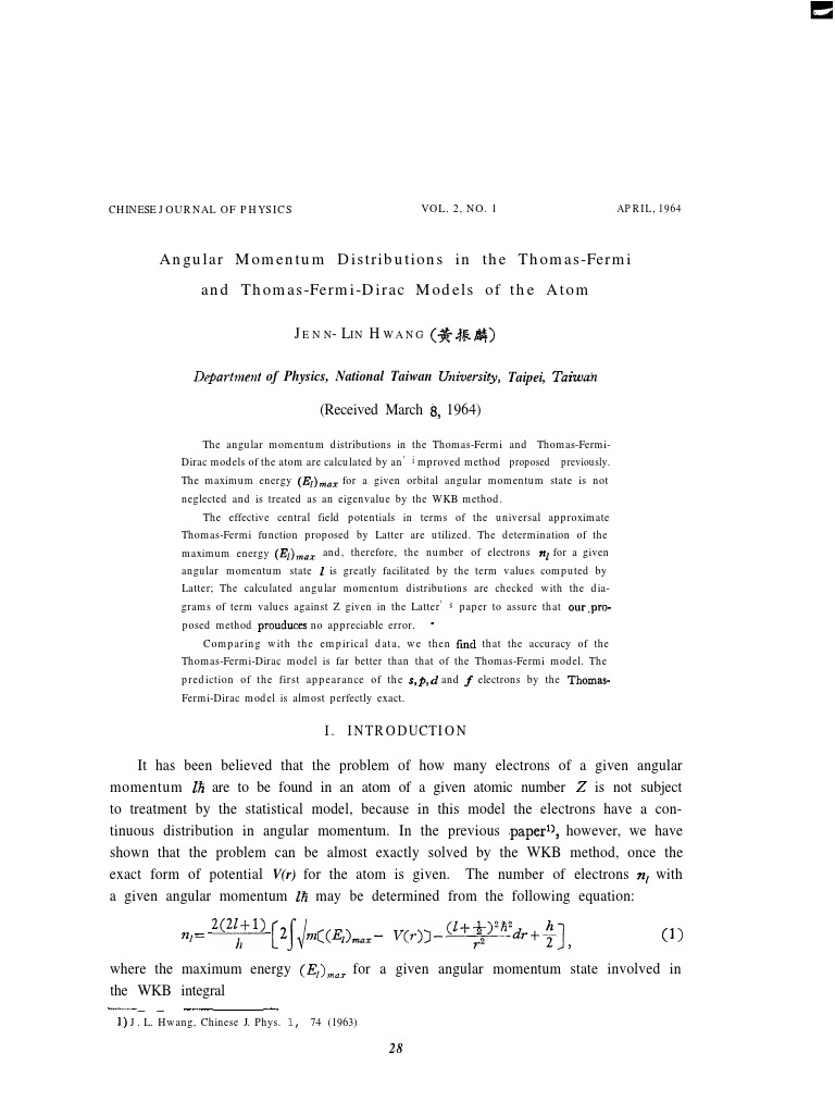 Angular Momentum Distributions in The Thomas-Fermi and Thomas-Fermi ...