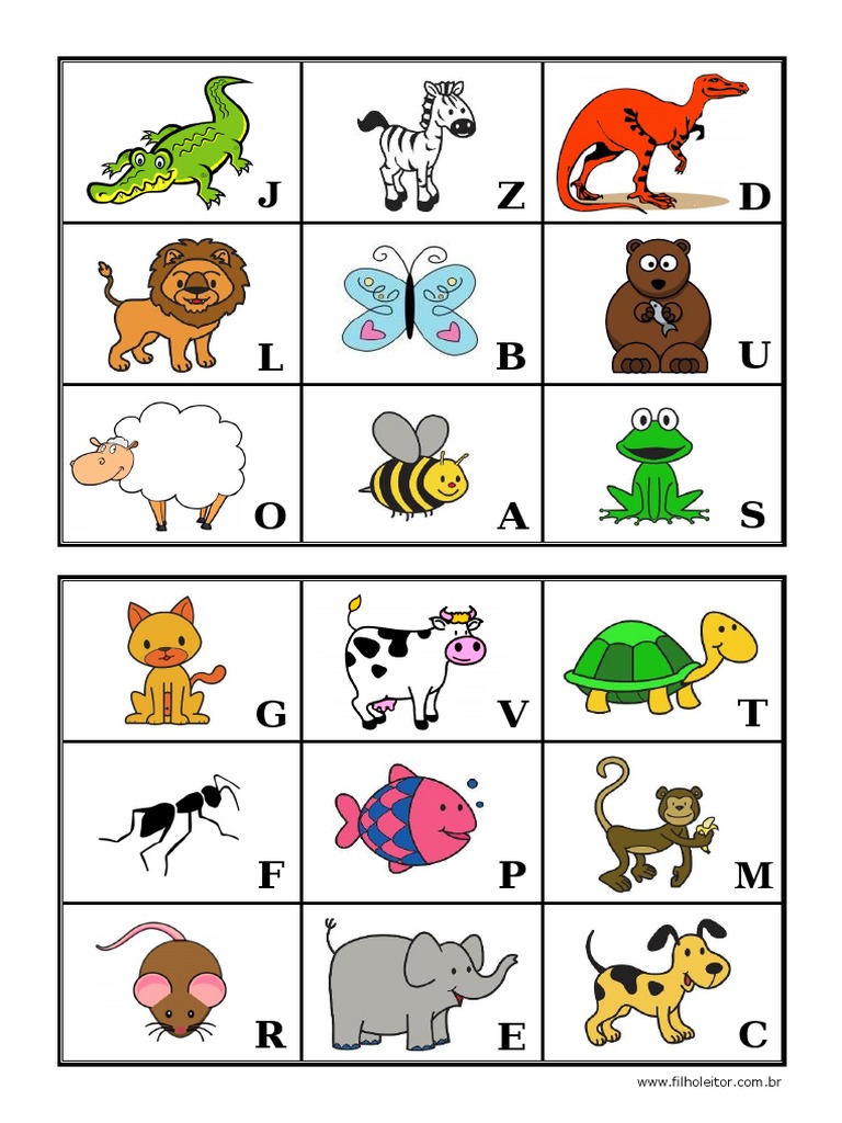 Bingo Dos Animais - 10 Cartelas | PDF