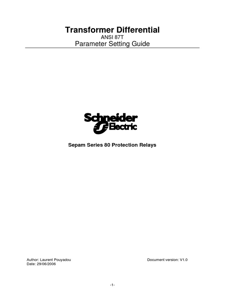 SEPAM S80 - Transformer Differential ANSI 87T PDF | PDF | Transformer ...
