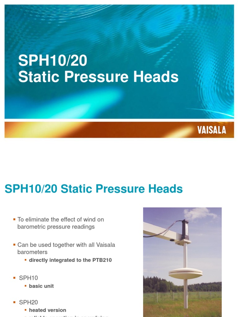 SPH10/20 Static Pressure Heads Overview | PDF | Wind Tunnel | Pressure