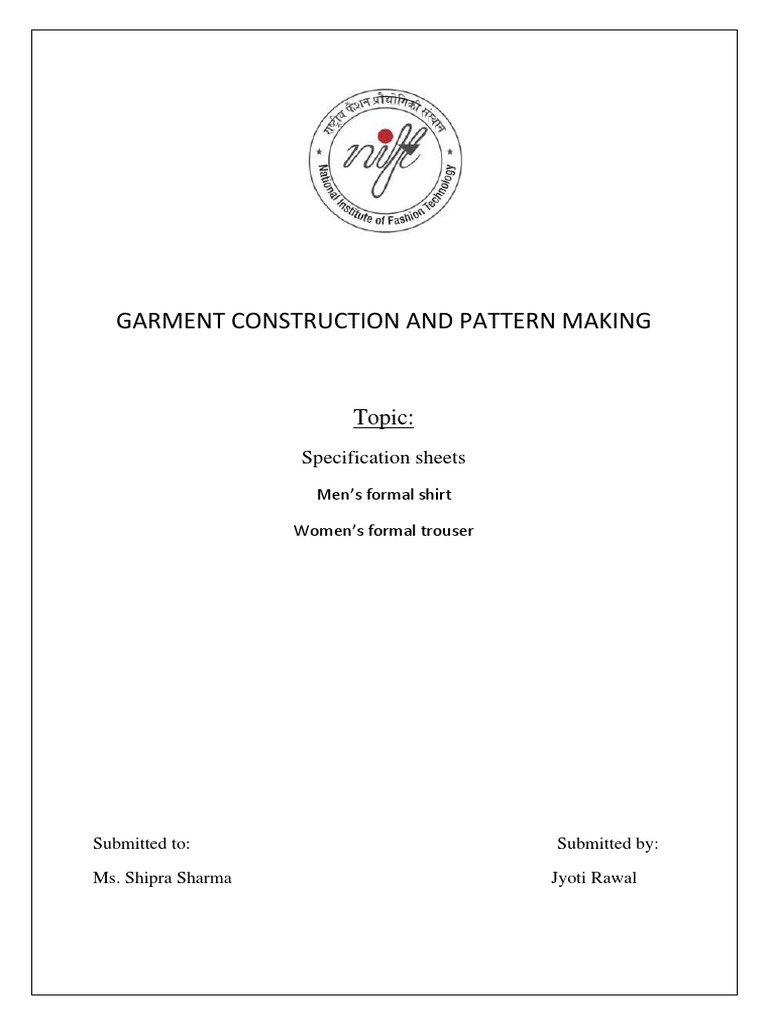 Specification Sheet | PDF | Seam (Sewing) | Fashion