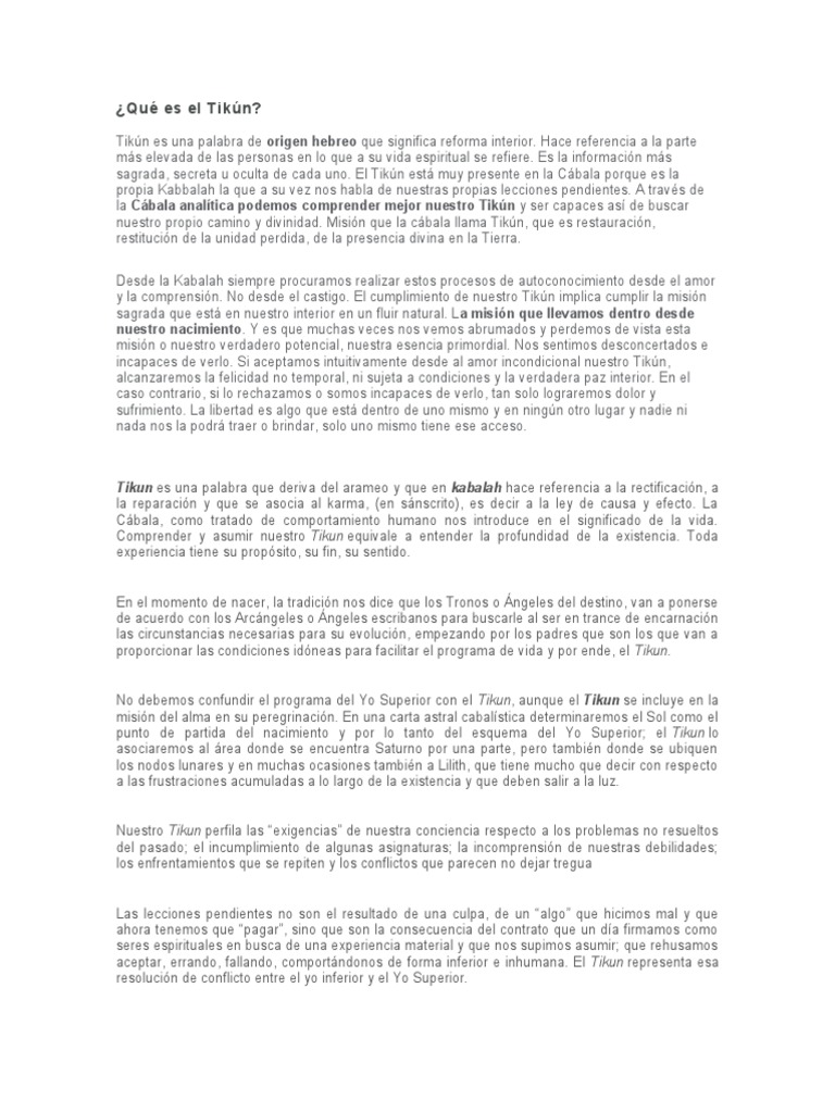 Significado y función del Tikún en Kabbalah | PDF | Kábala | Karma