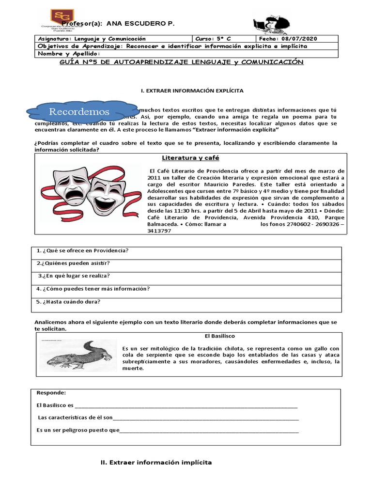 Ejercicios de Información Explícita e Implícita | PDF | Inferencia ...