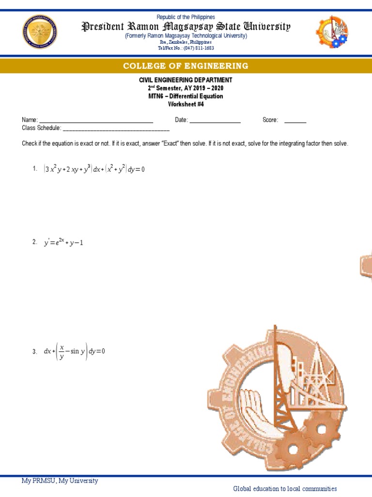 Midterm Worksheet 4 | PDF | Equations | Mathematical Objects